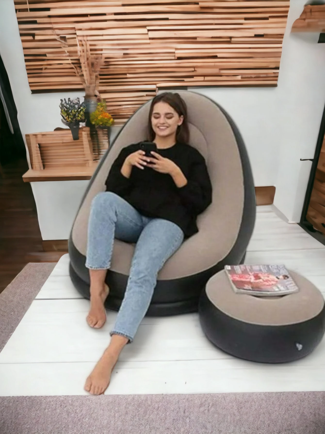 Portable Inflatable Sofa Armchair With Reinforced Footrest | SHEIN USA