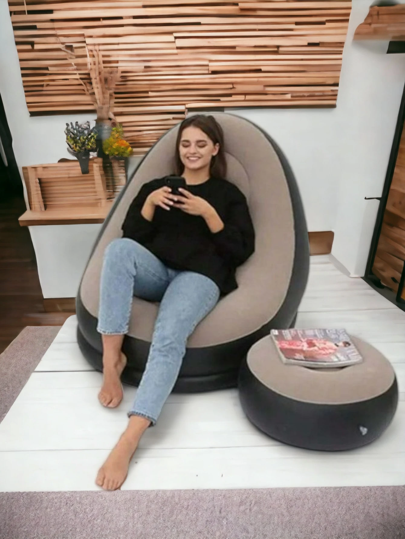 Portable Inflatable Sofa Armchair With Reinforced Footrest | SHEIN USA