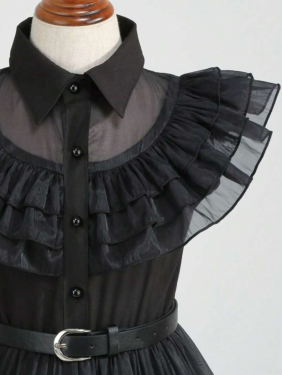 Tween Girl Black Wednesday Series Cosplay Dress, Perfect For Halloween ...
