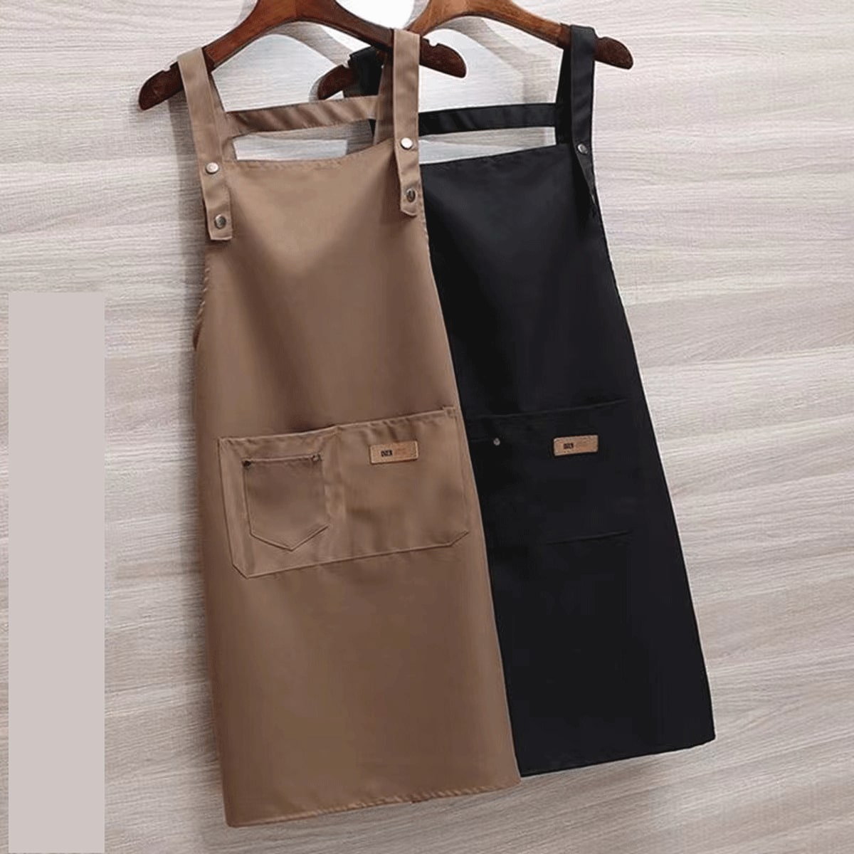 1pc Black Solid Color Apron With Adjustable Three Buckles, Anti-Splash ...