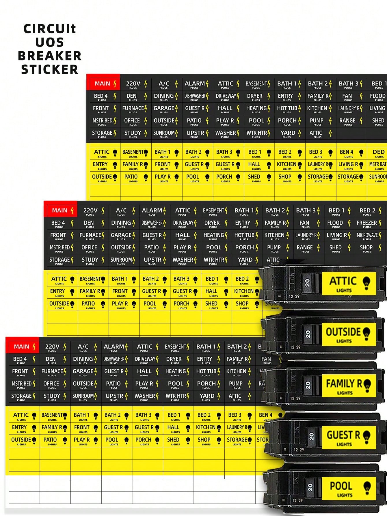 144 Sheets Circuit Breaker Box Labels Clearly Marked Weatherproof Fuse ...