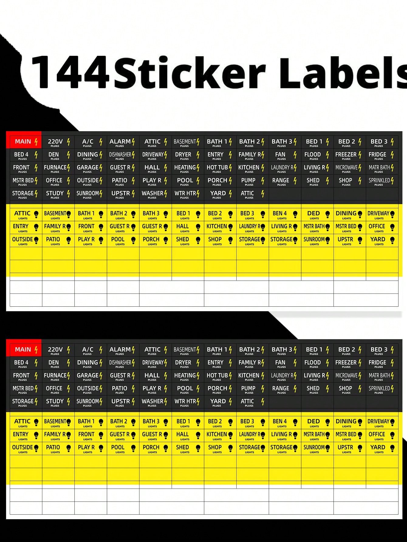 144 Sheets Circuit Breaker Box Labels Clearly Marked Weatherproof Fuse ...
