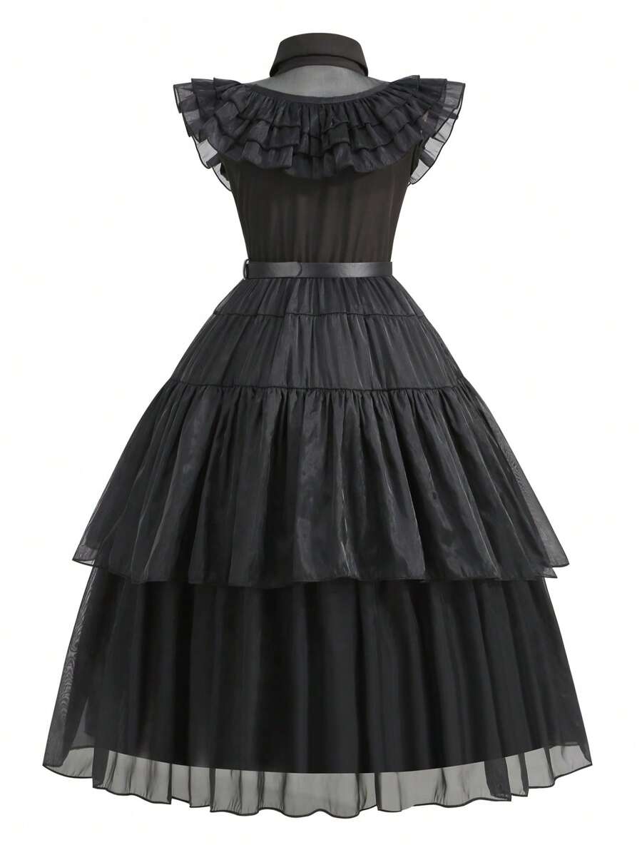 Tween Girl Black Wednesday Series Cosplay Dress, Perfect For Halloween ...