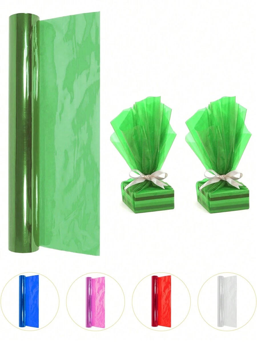 1Roll Cellophane Wrap Roll Green Thick Transparent Green | Gifts ...