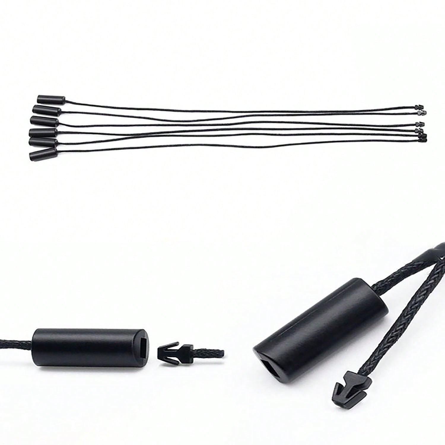 100pcs Black Wax String Labels, Cord Locks, D Rings, Hooks For ...