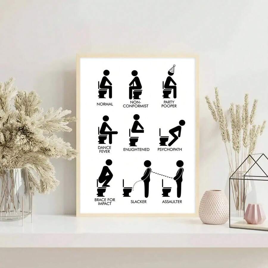 1 pc Specific Toilet Rules Poster Funny Bathroom Rules Canvas Painting ...