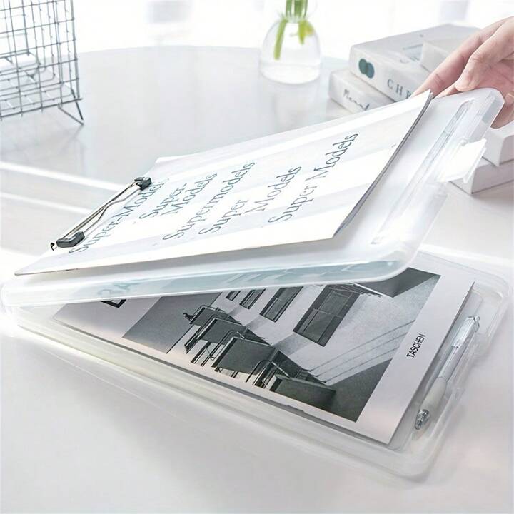 Multifunctional A4 Document Box, Vertical Standing Plastic Clipboard ...
