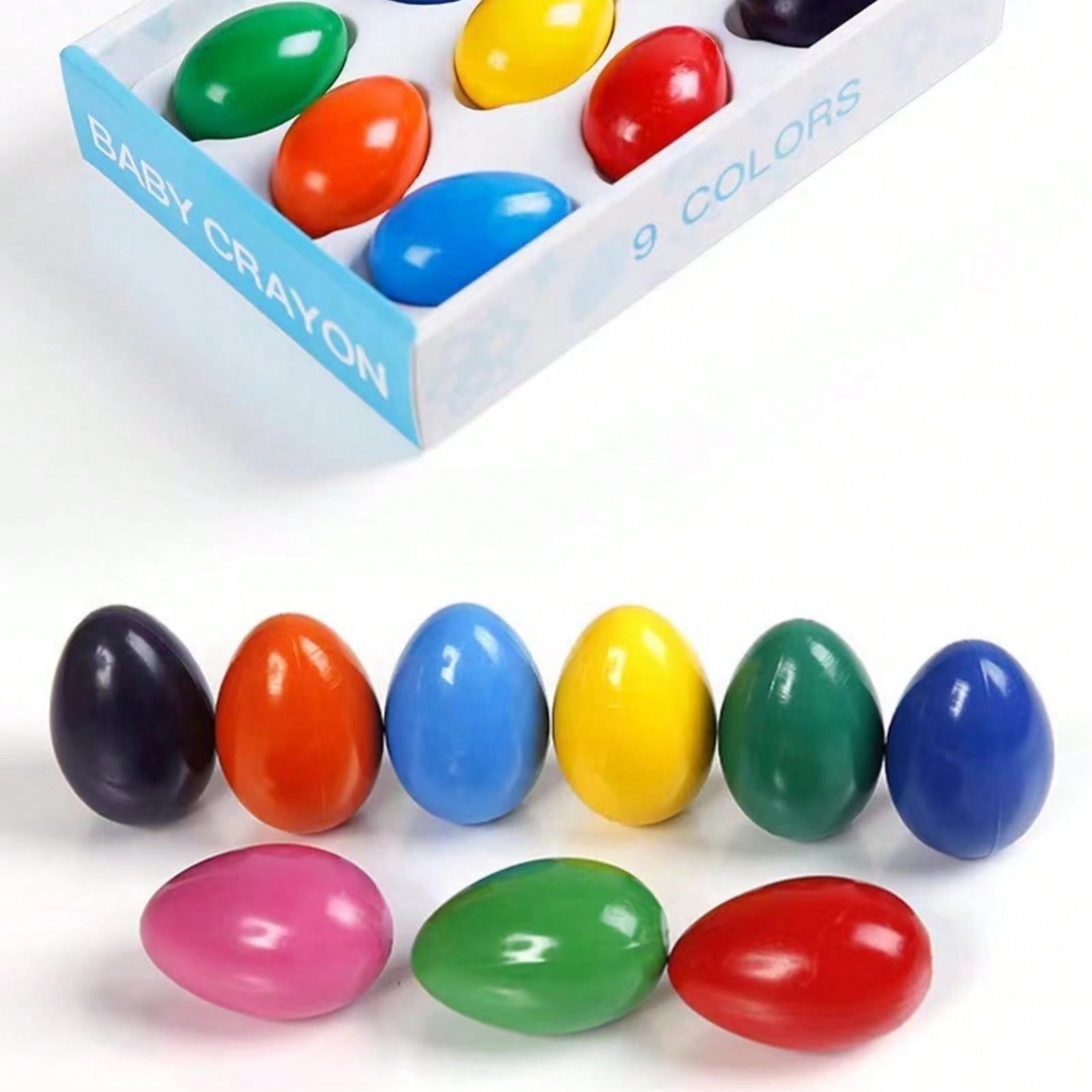 9-color Solid Egg-shaped Crayons Set For Children's Graffiti Painting ...