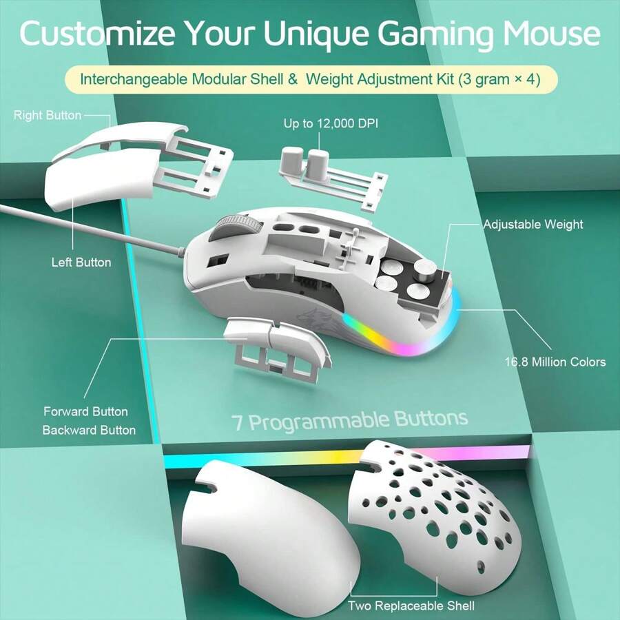 Mini Ultra-Lightweight Wired Gaming Mouse With Rgb Backlit, Adjustable ...