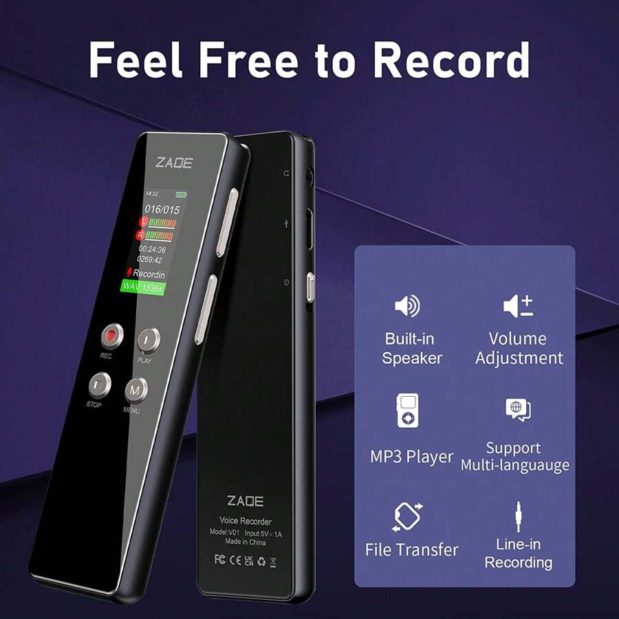 64GB Digital Voice Recorder With Playback USB Rechargeable Voice ...