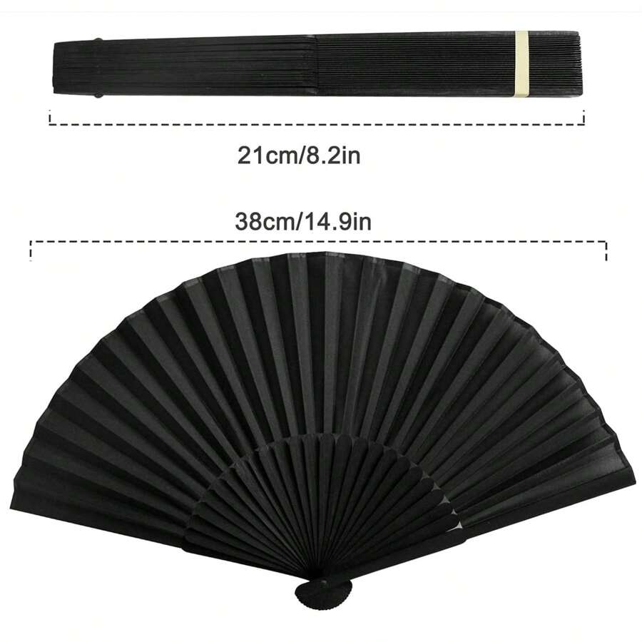 Chinese Style Black Retro Folding Hand Fan For Dance, Wedding, Party ...
