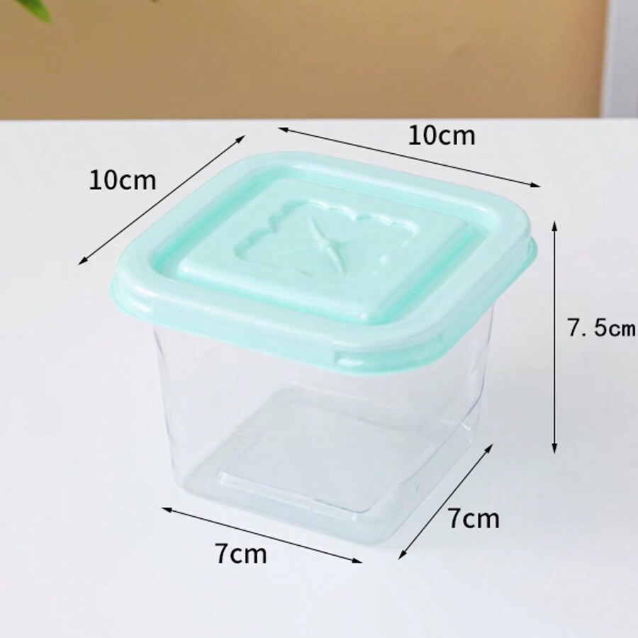 10pcs Square Transparent Containers With Pink And Green Lids, Ideal For ...