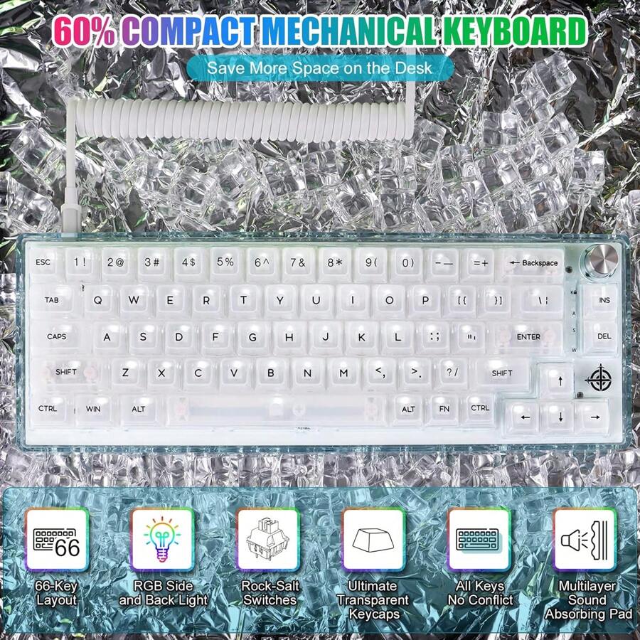 ATTACK SHARK ATTACK SHARK X MAGIC-REFINER MK31 60% Wired Hot-Swappable ...