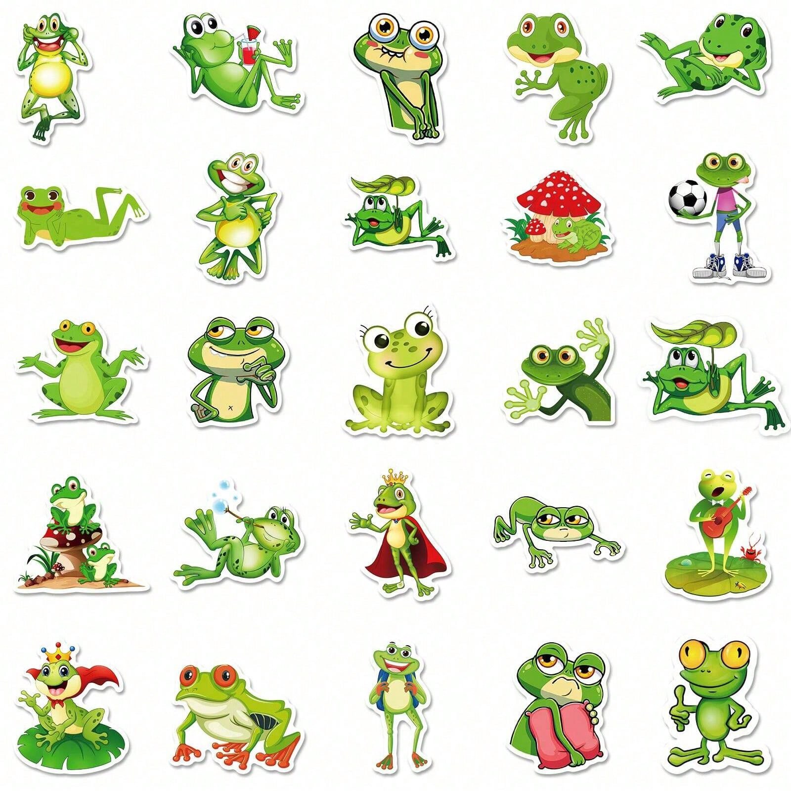 100 Frog Stickers, Cute Frog Water Bottle Stickers Scrapbook Luggage ...