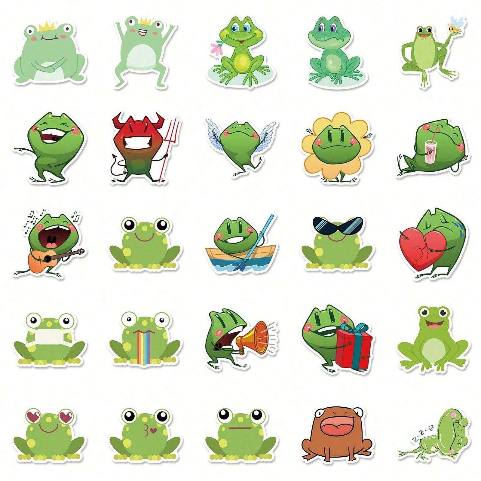 100 Frog Stickers, Cute Frog Water Bottle Stickers Scrapbook Luggage ...