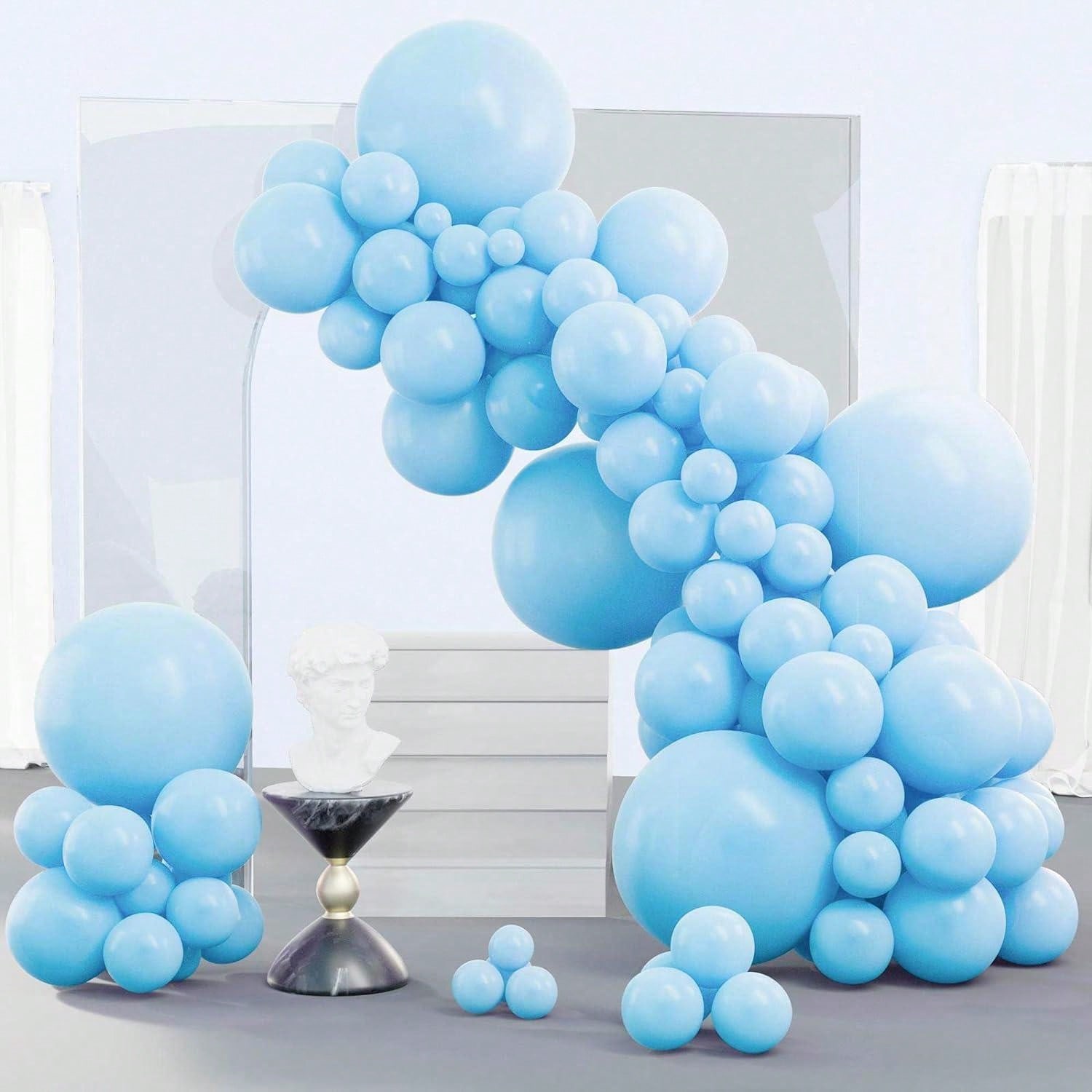 Blue Balloons, 140 pcs Pastel Blue Balloons Different Sizes Pack of 18 ...
