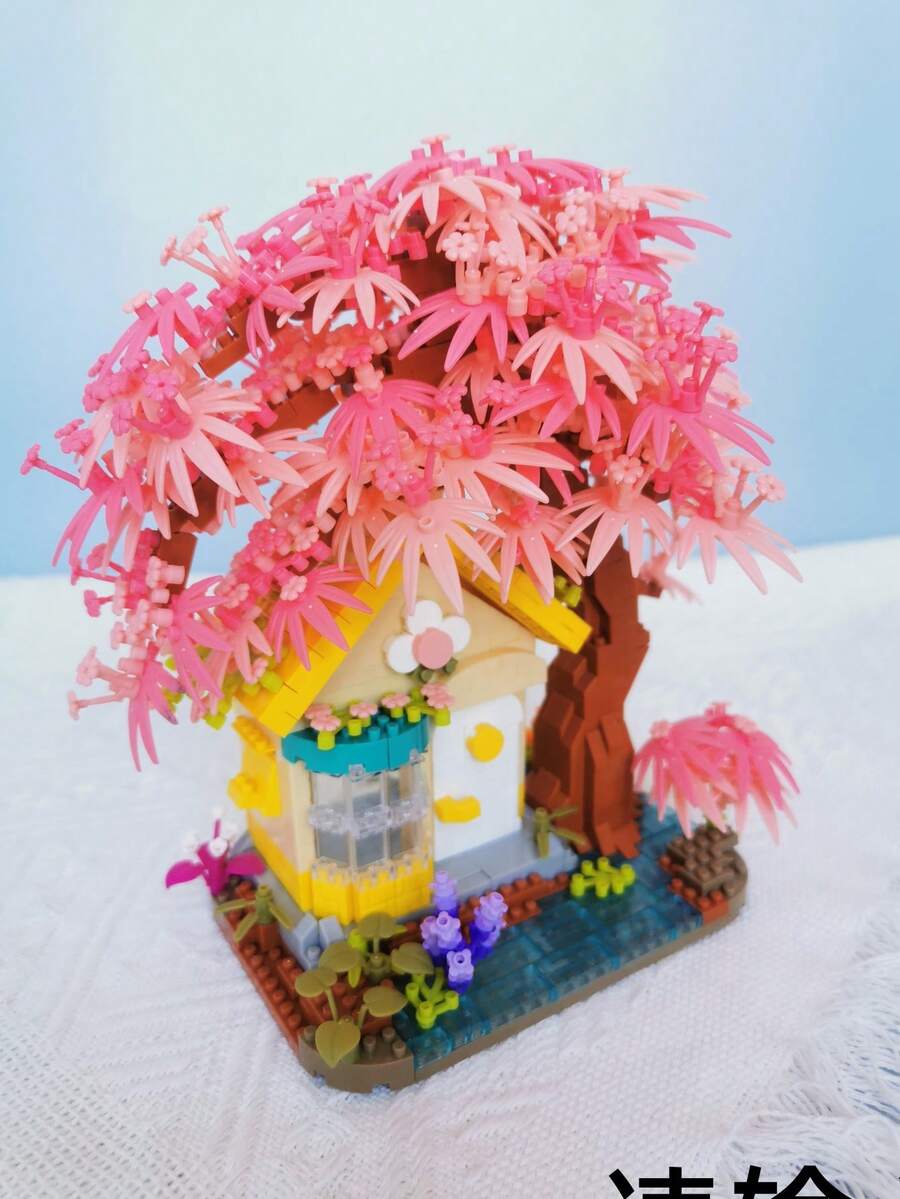 1500pcs Romantic Cherry Blossom Treehouse Building Blocks Set, Abs ...