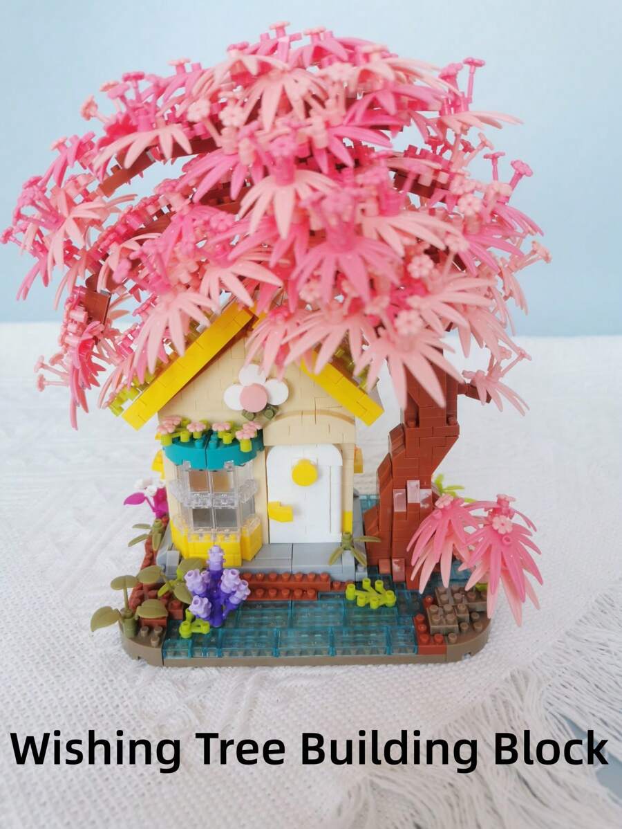1500pcs Romantic Cherry Blossom Treehouse Building Blocks Set, Abs ...