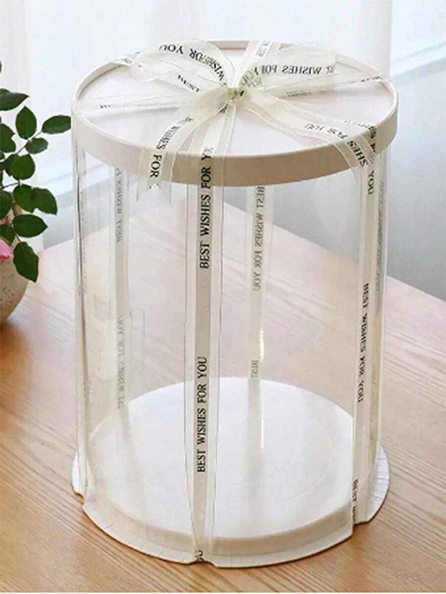 1pc Round Transparent Black Cake Box, Birthday Party & Wedding Cake ...