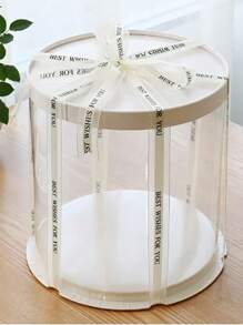 1pc Round Transparent Black Cake Box, Birthday Party & Wedding Cake ...