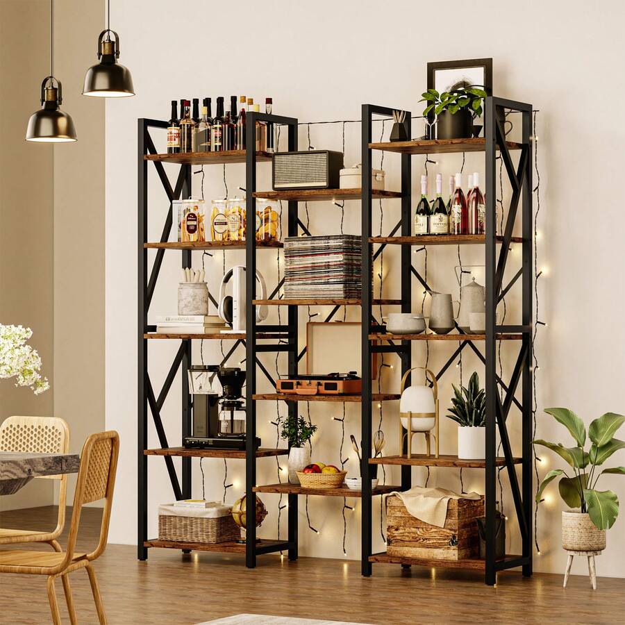Industrial Bookshelf, Double Wide Large Book Shelf, Heavy Duty Open ...