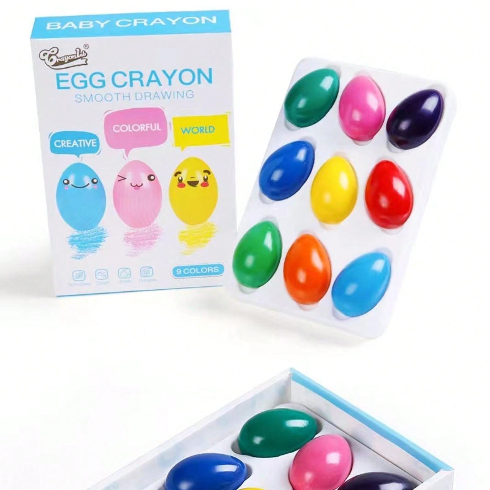 9-color Solid Egg-shaped Crayons Set For Children's Graffiti Painting ...