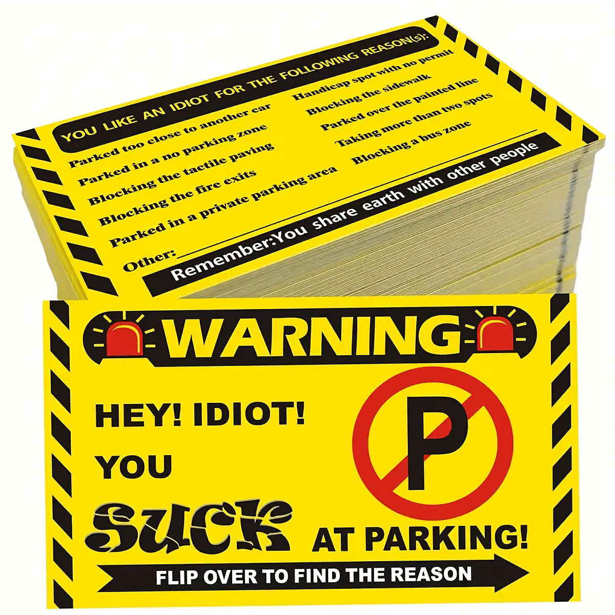 50pcs You Parked Like An Idiot Business Cards, Writable Bad Parking ...