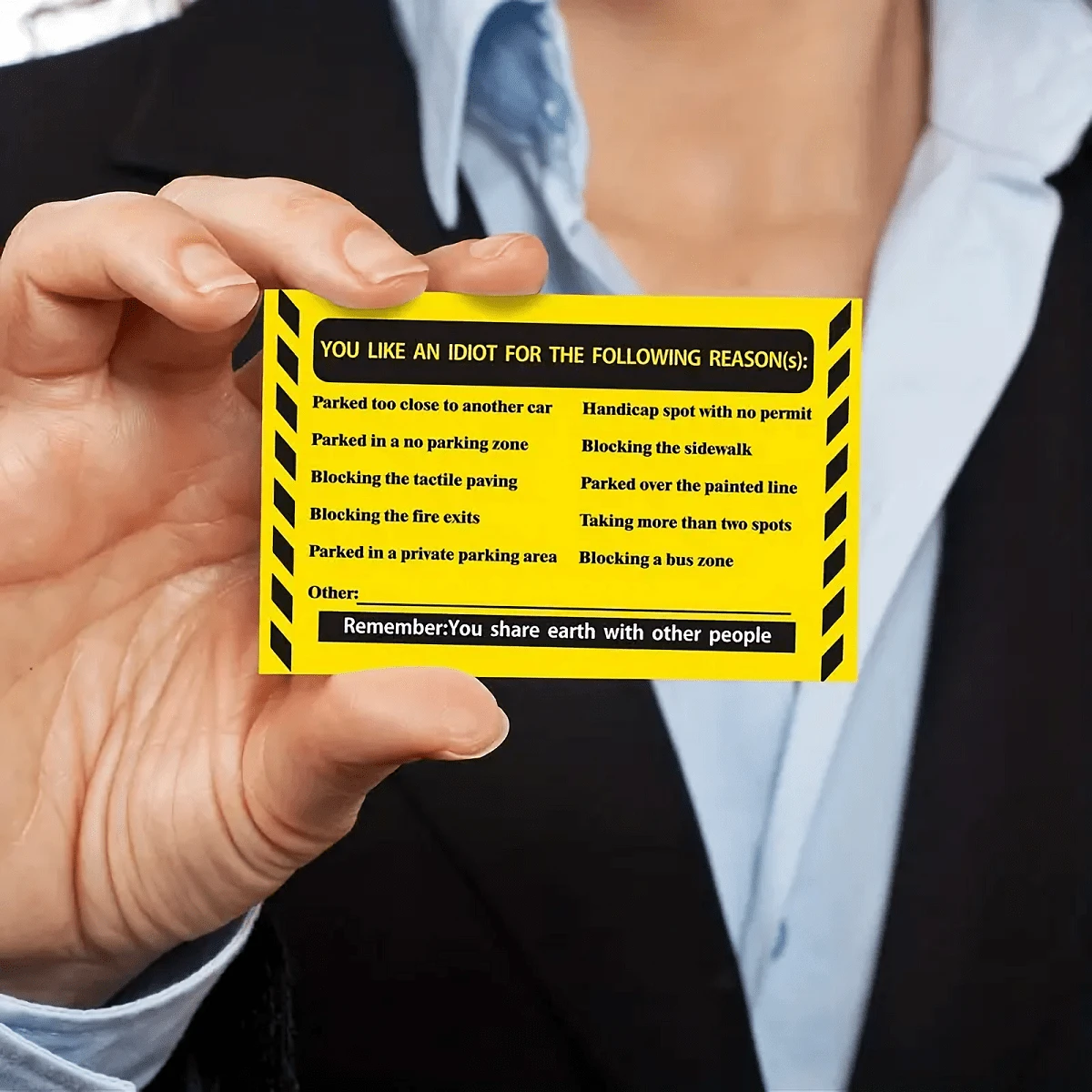 50pcs You Parked Like An Idiot Business Cards, Writable Bad Parking ...