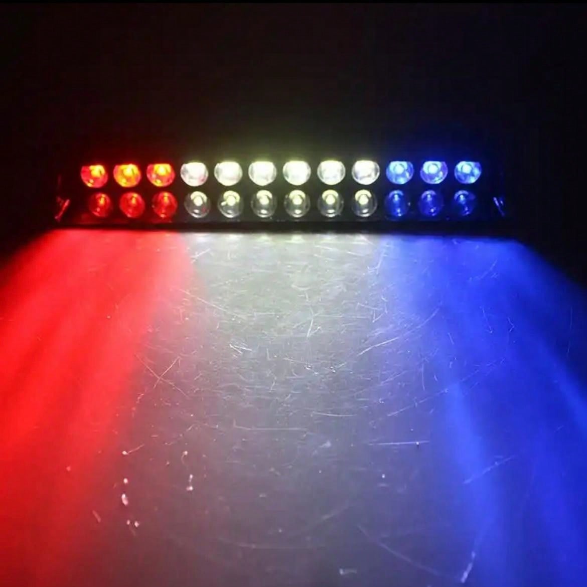 1pc 12v Red-white-blue Triple-color 12-led Car Strobe Light With ...
