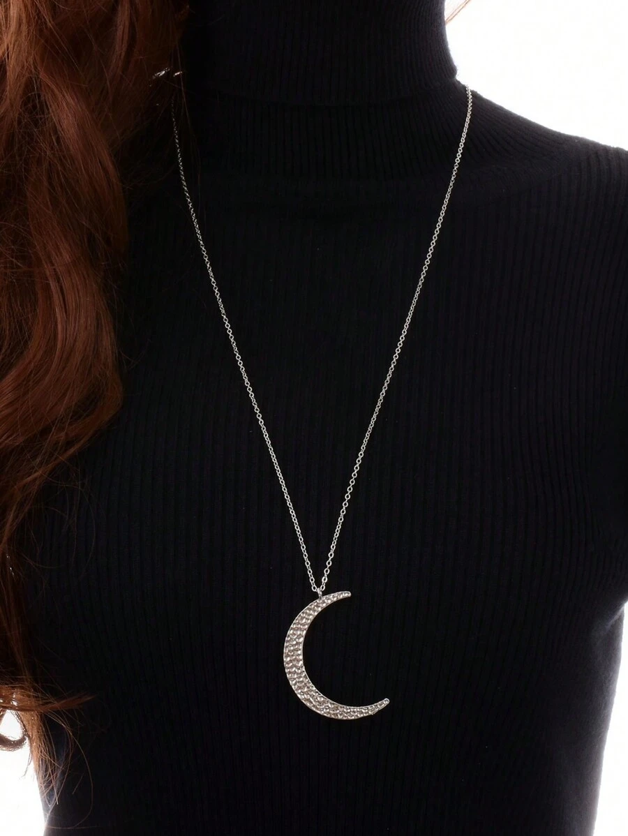 1Pc Fashion Minimalist Style Exaggerated Crescent Pendant Necklace ...