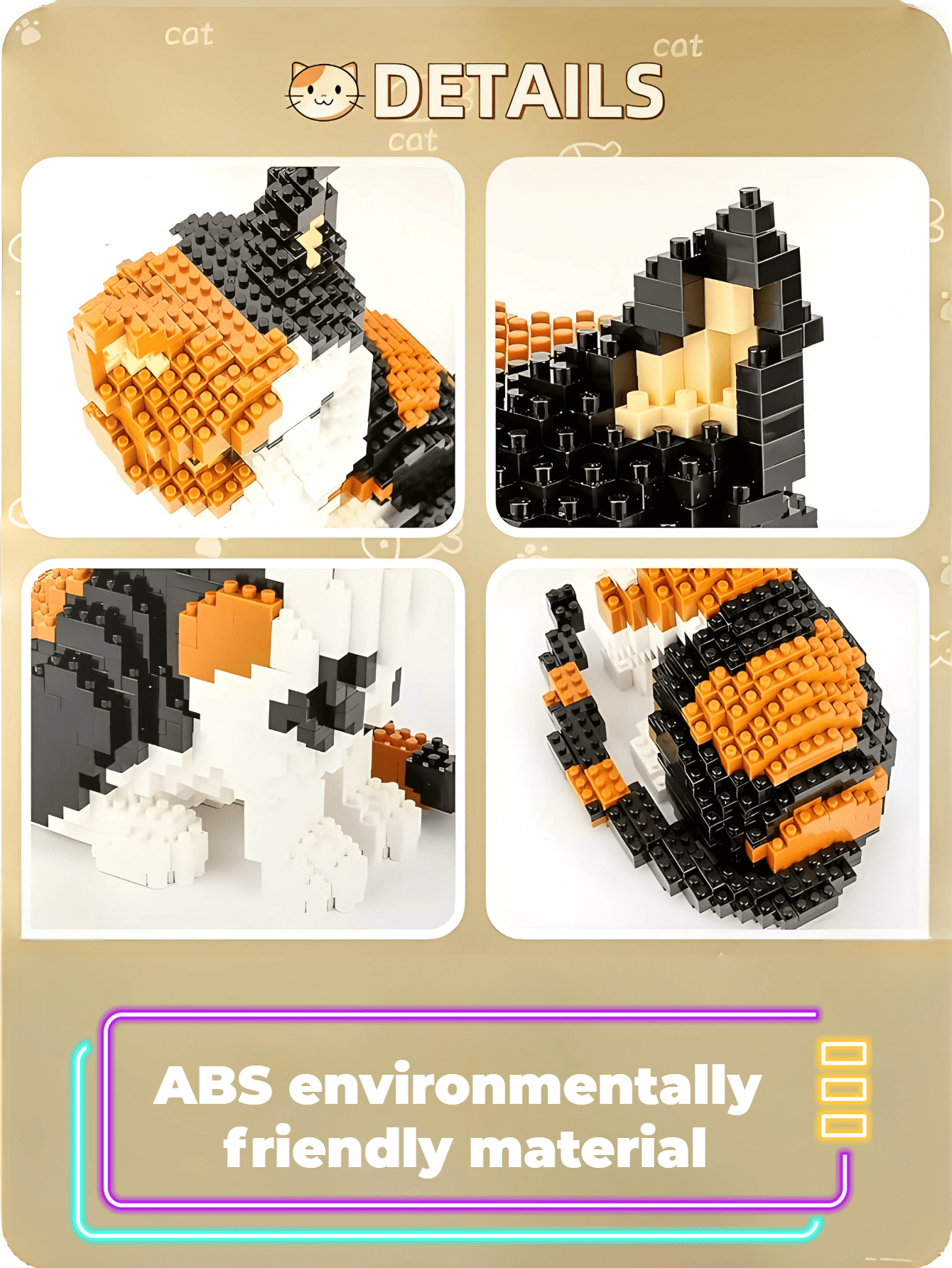 3D Mini Building Blocks Calico Cat [Upgraded], 3D Toy Pet Building ...