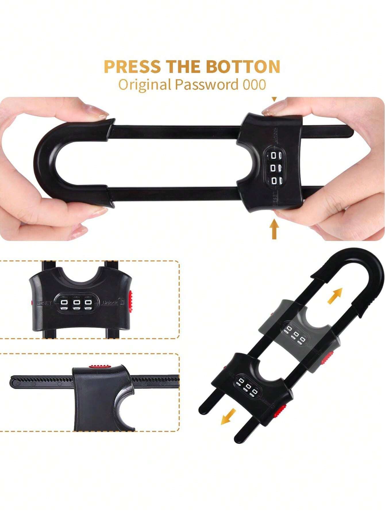 1-set Black U-shape Sliding Cabinet Lock With Adjustable Safety Lock ...