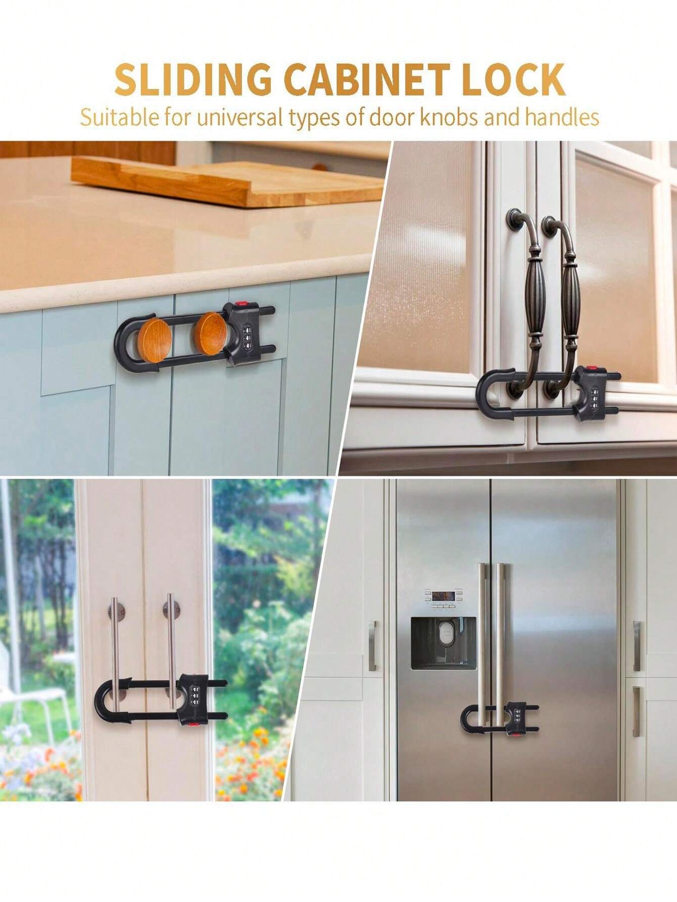 1-set Black U-shape Sliding Cabinet Lock With Adjustable Safety Lock ...