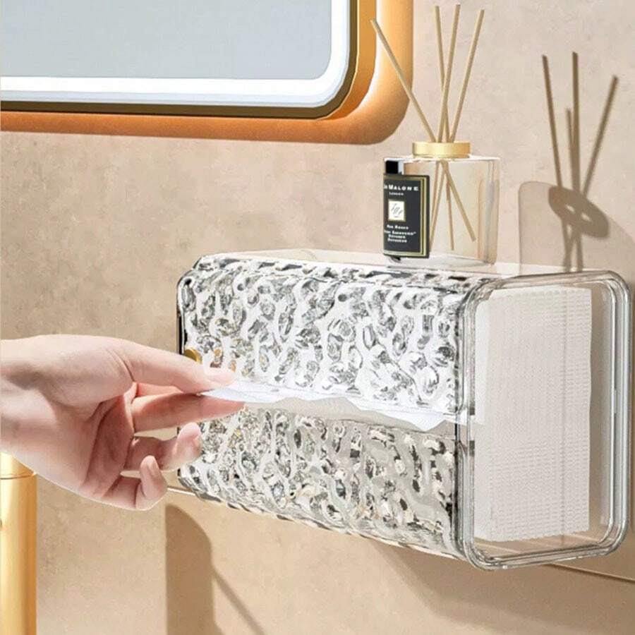 Transparent tissue box for home bathroom without punching wall-mounted ...