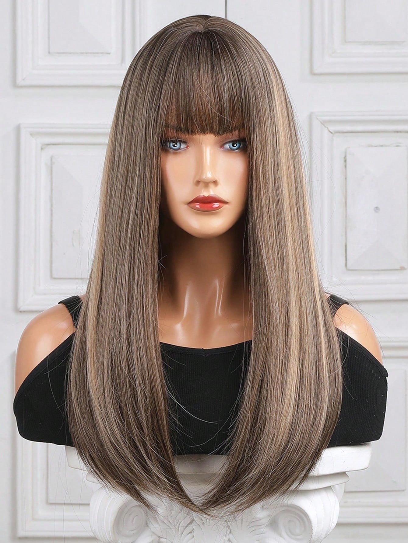 HAIRCUBE 26 inch Multi-color alternating bangs with long straight hair ...