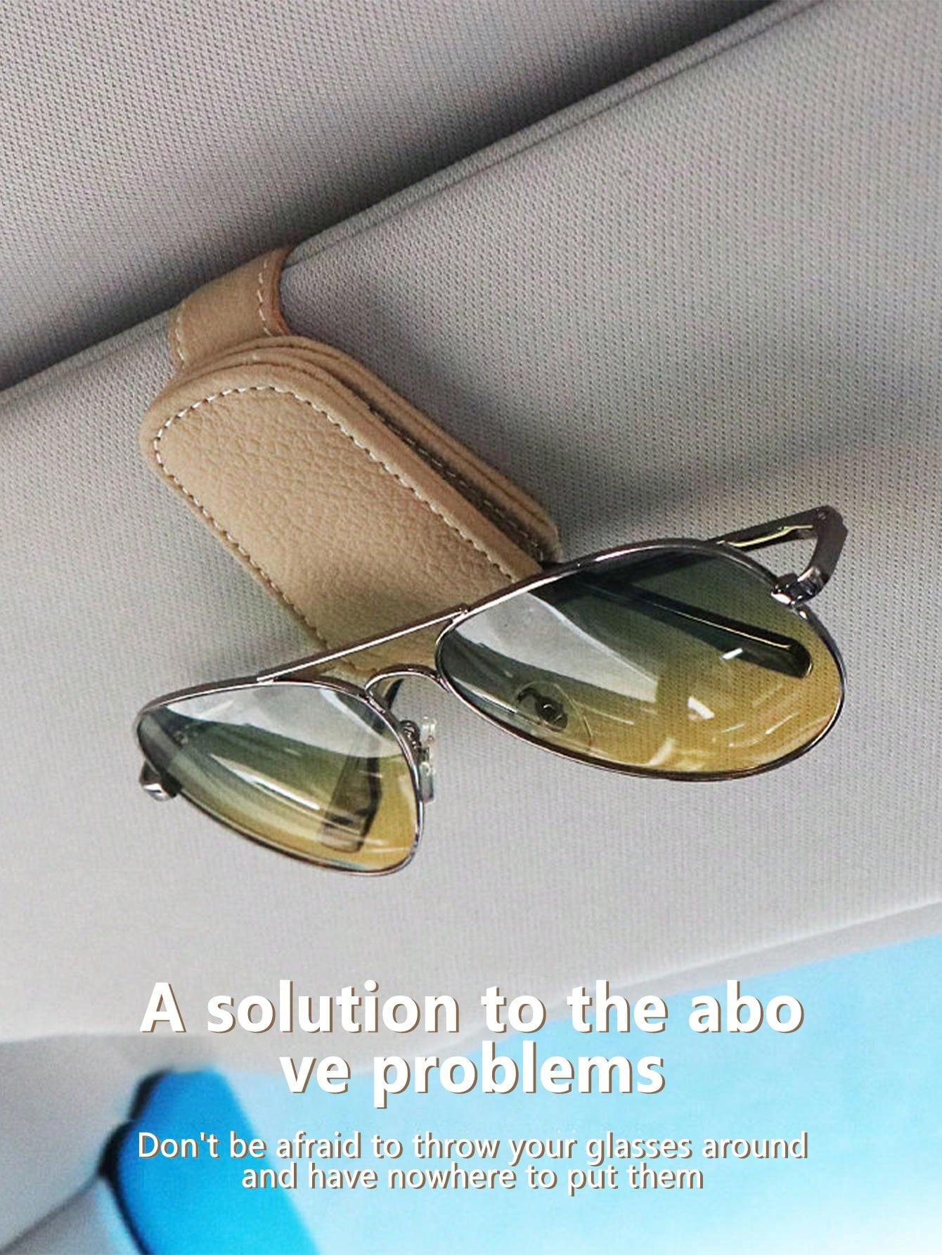 Car Glasses Holder, Sun Visor Storage Multi-functional Glasses Clips ...