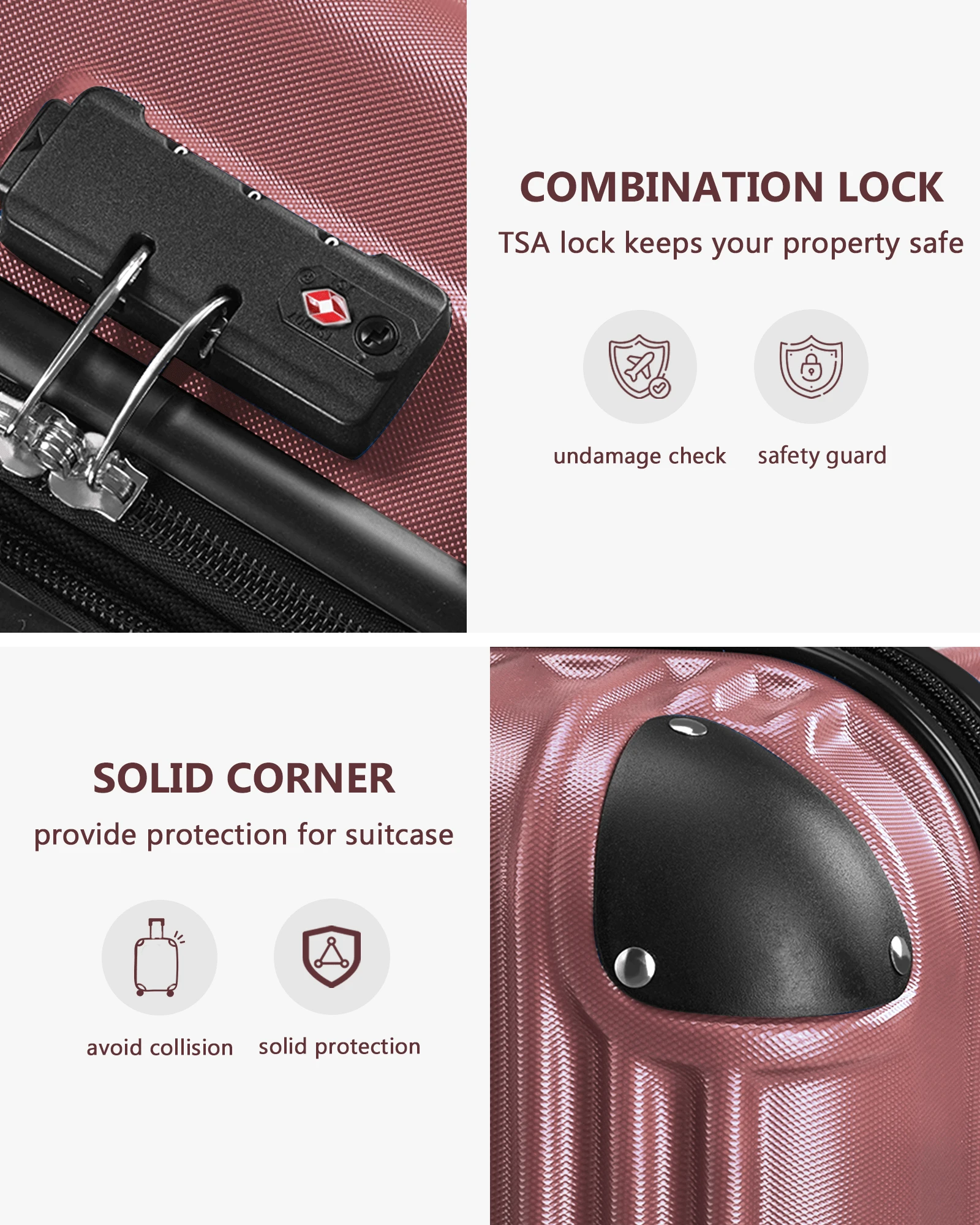 Luggage Sets Expandable Lightweight Suitcases Set With Wheels ABS ...