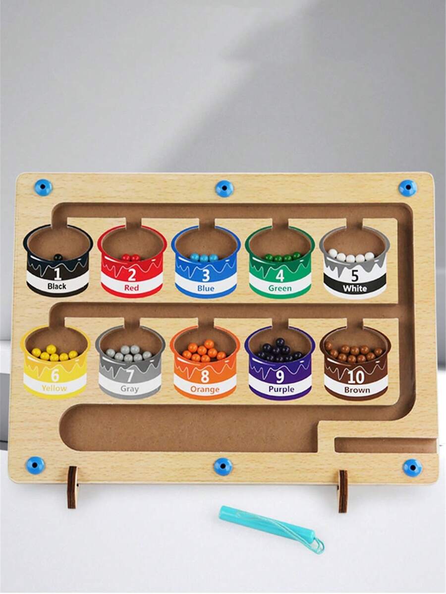 Magnetic Color And Number Maze - Wooden Magnet Board Puzzles Toddler ...