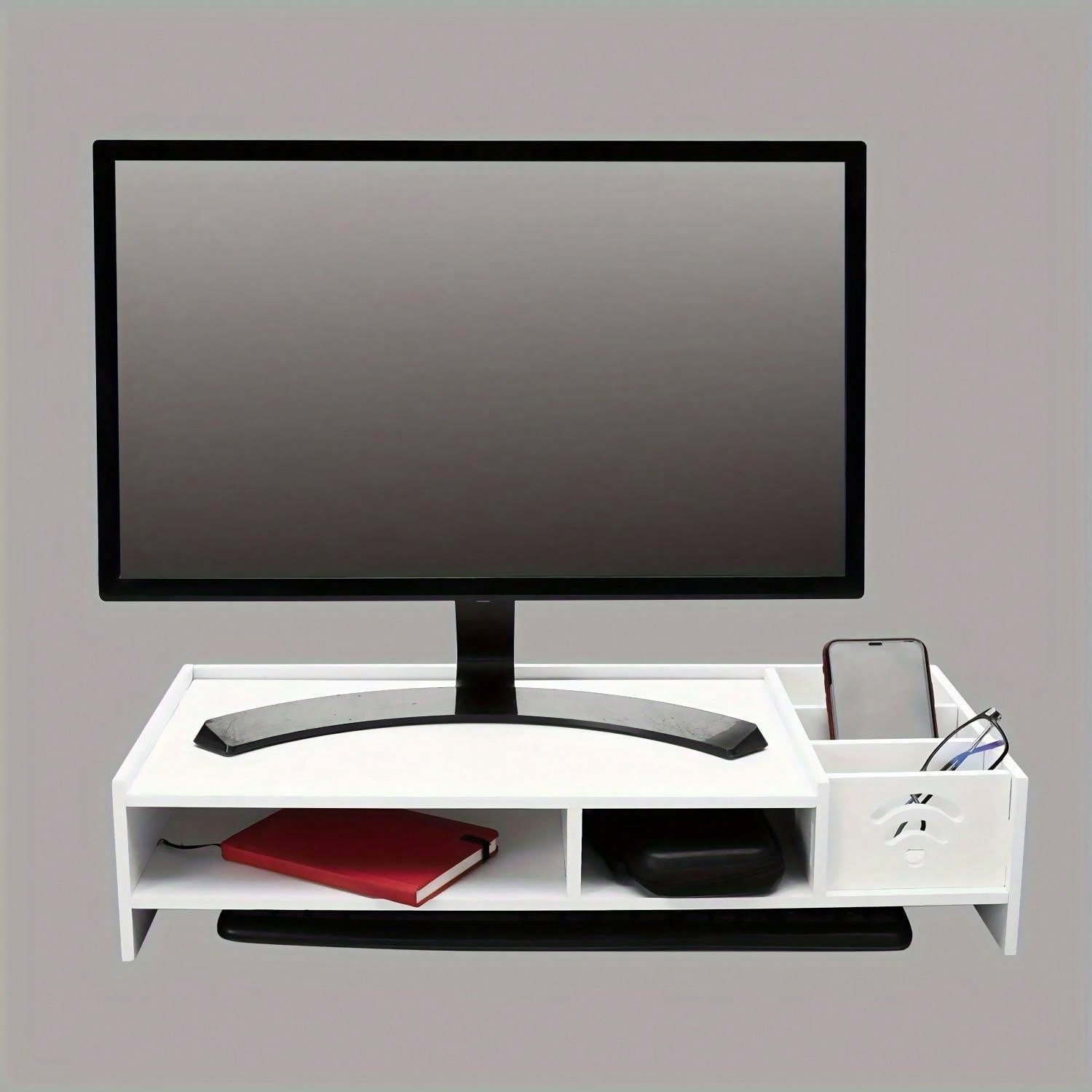 19.2 Inch Desktop Monitor Stand, 2-Tier Wooden Monitor Riser With ...