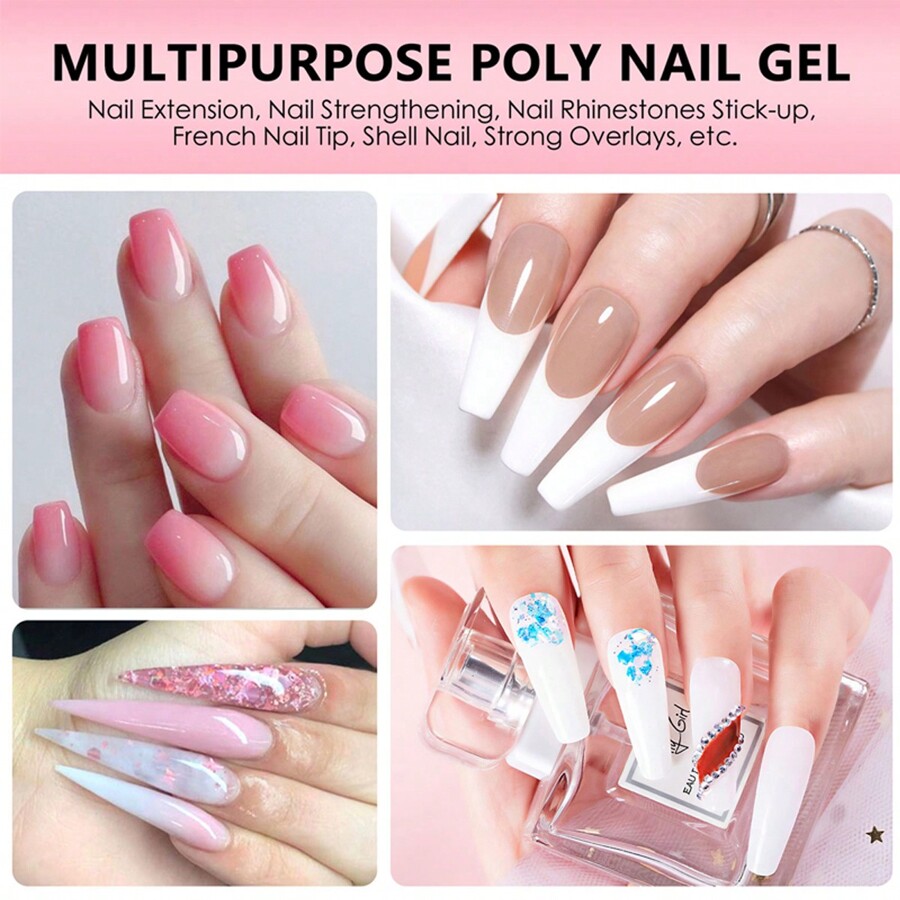 Poly Gel Nail Extension Kit, 10 Colors To Choose From, Cure With Uv ...