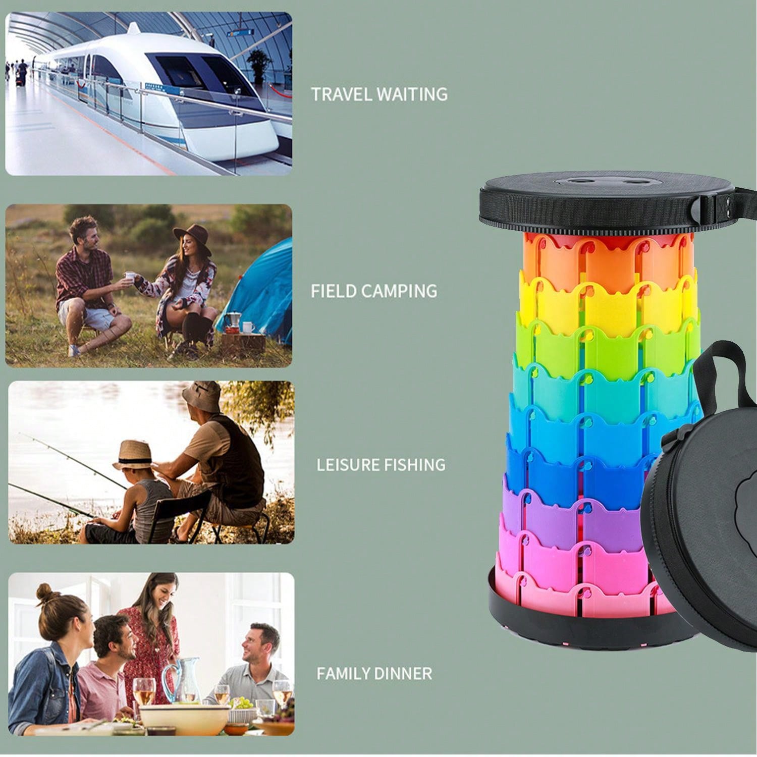 A portable folding retractable chair travel sketch adjustable ...