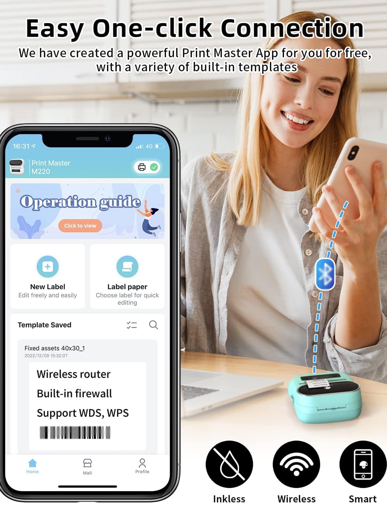 Phomemo 1 set M220 Label Maker, Phomemo New Flagship 3.14 Inch Wireless ...