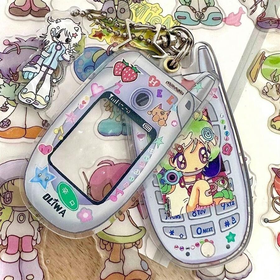 Y2k Accessories Mini Mobile Phone Picture Frame Keychain Kawaii Sweet ...