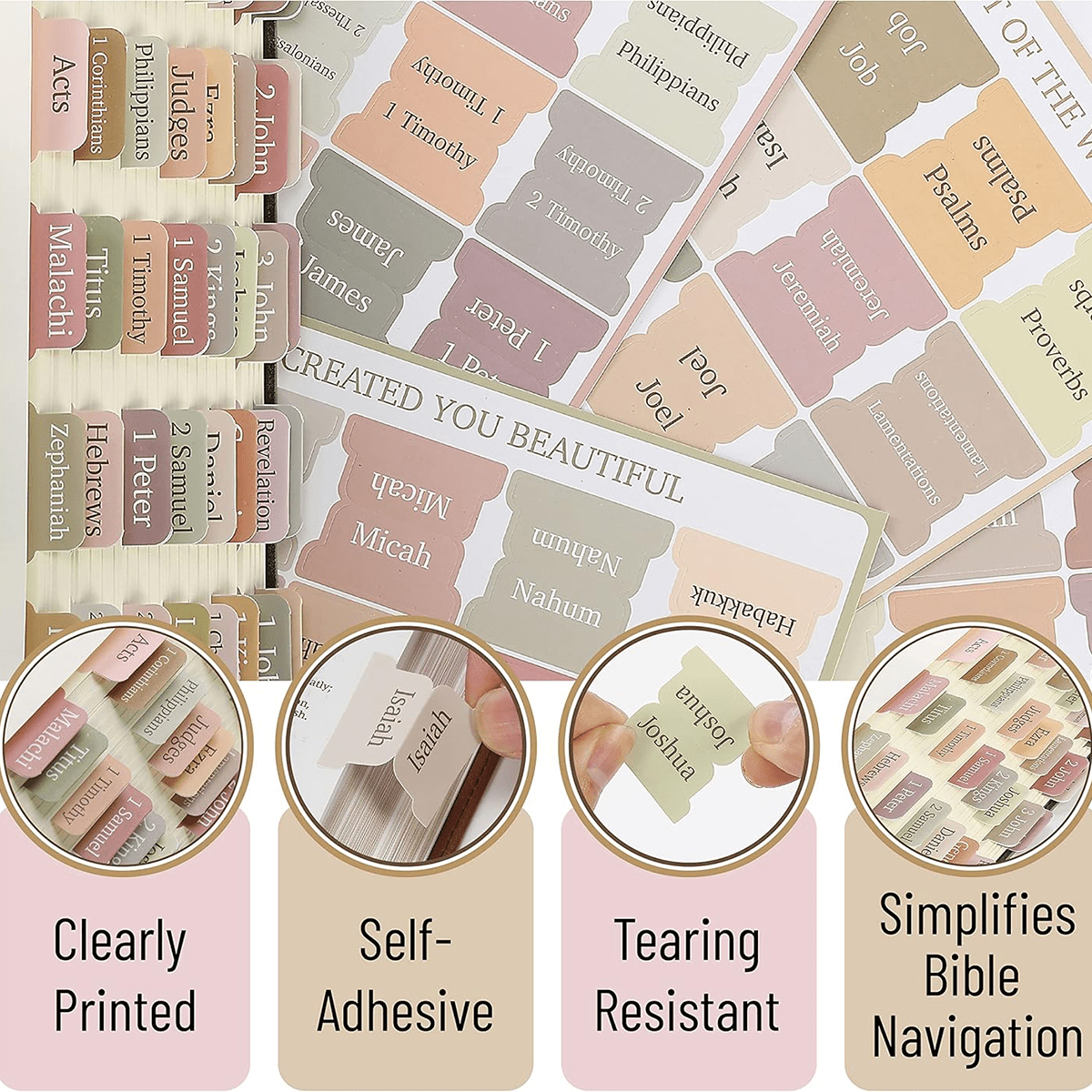 75 Tabs, Boho Theme, Laminated Bible Tabs for Women and Men, Bible Tabs ...