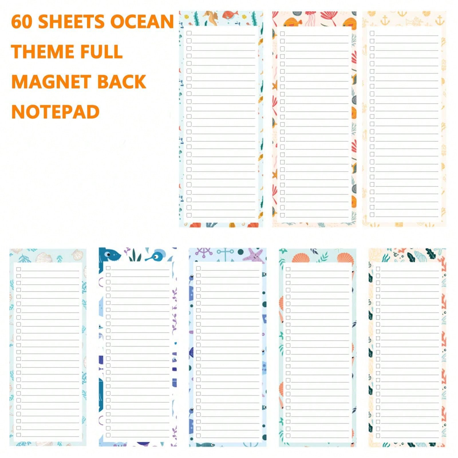 60 Sheets Ocean Theme Full Magnet Back Notepad To Do List Grocery ...