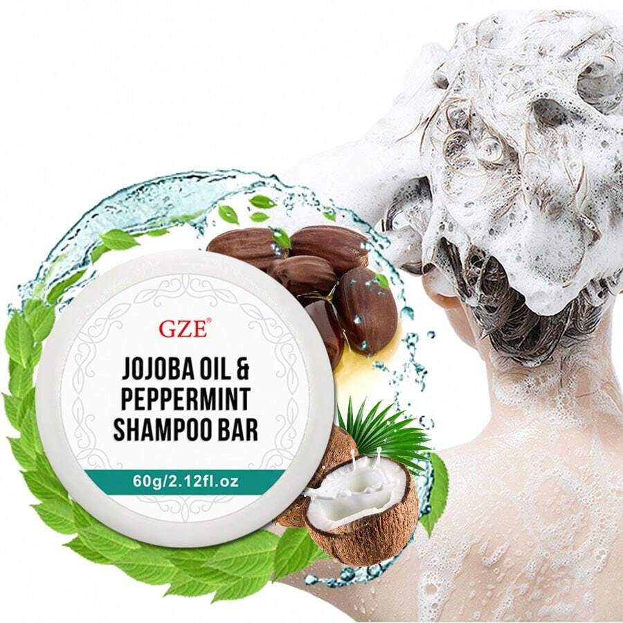 GZE Jojoba Oil & Peppermint Shampoo Bar Soap,-Supports Strong & Healthy ...