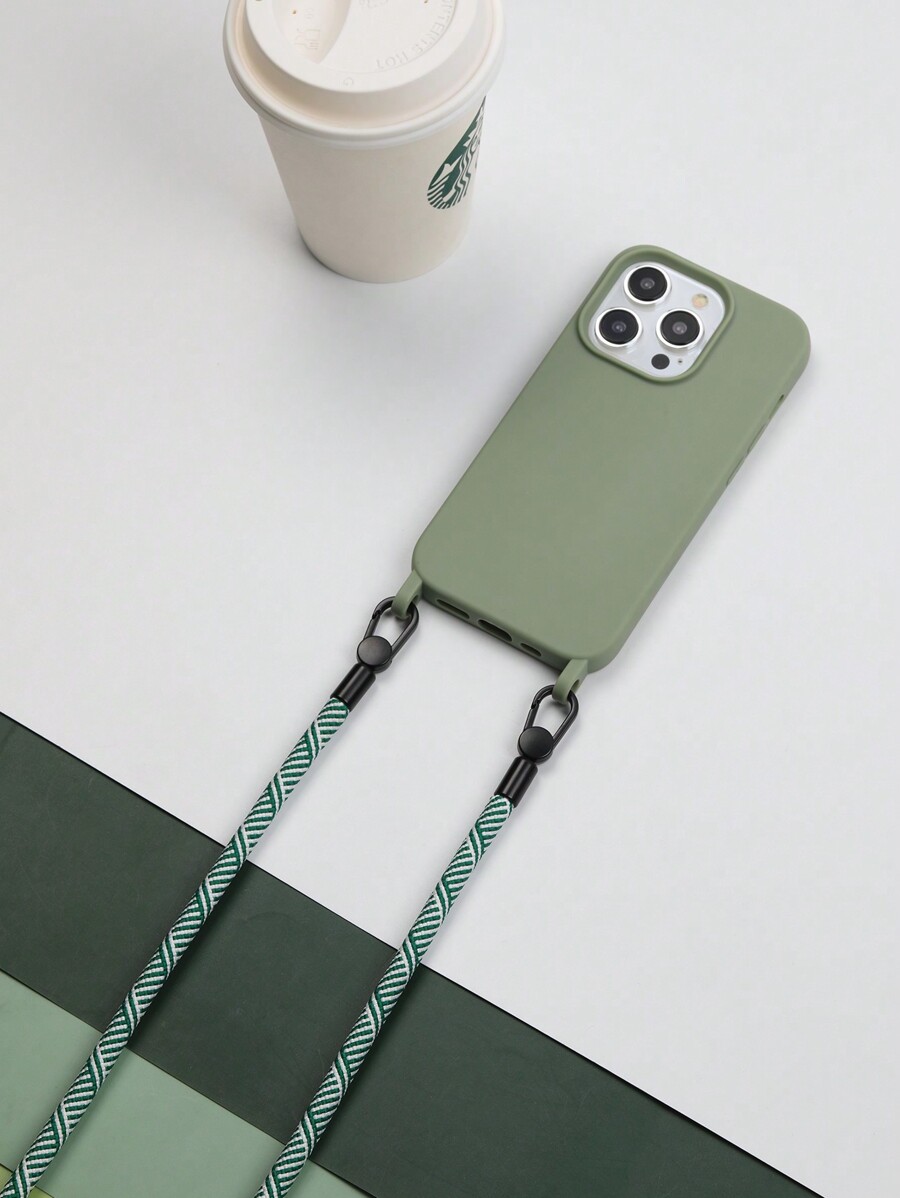 Apple With Phone Charm Green Color Phone Case With Hand Made Lanyard ...