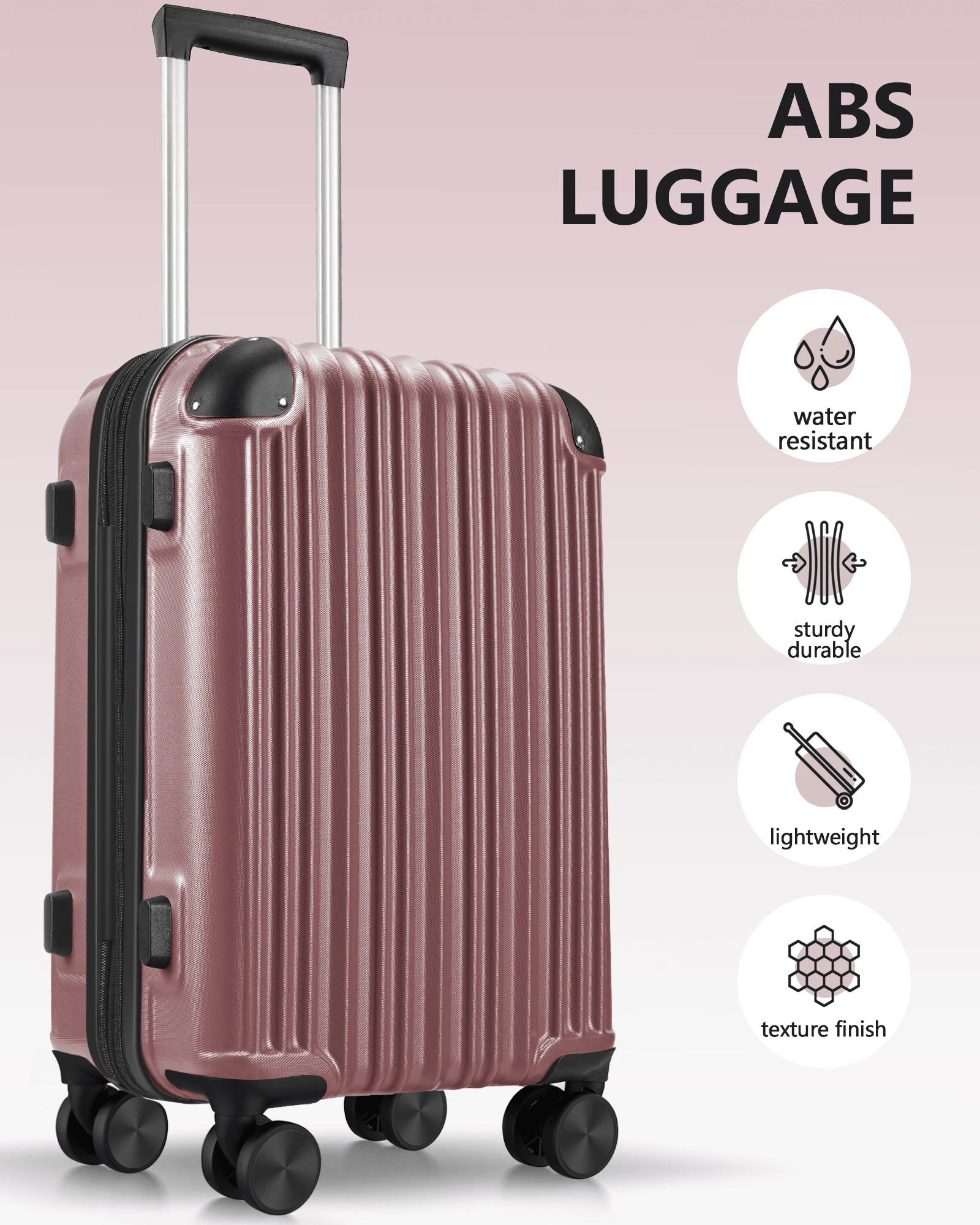 Luggage Sets Expandable Lightweight Suitcases Set With Wheels ABS ...