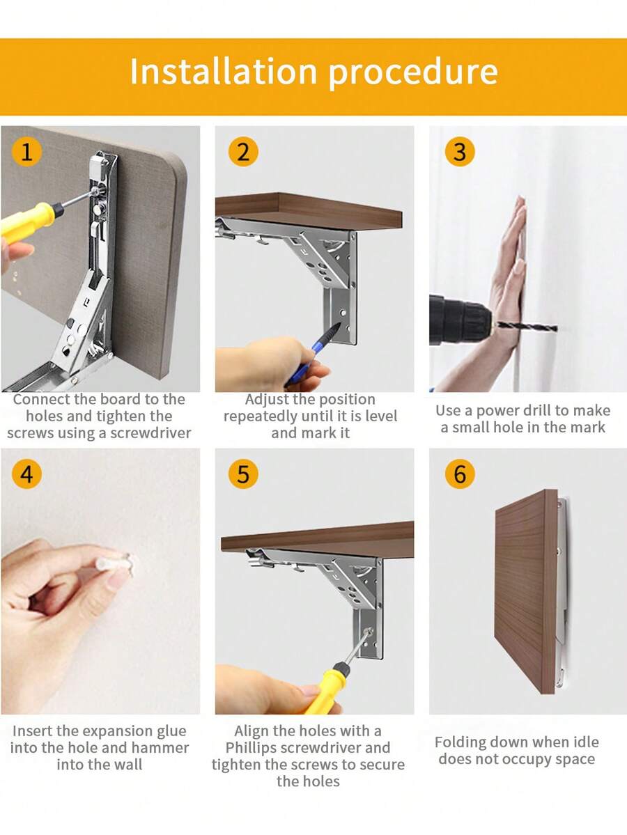 2Pcs Folding Shelf Brackets Collapsible Shelf Brackets For Foldable ...