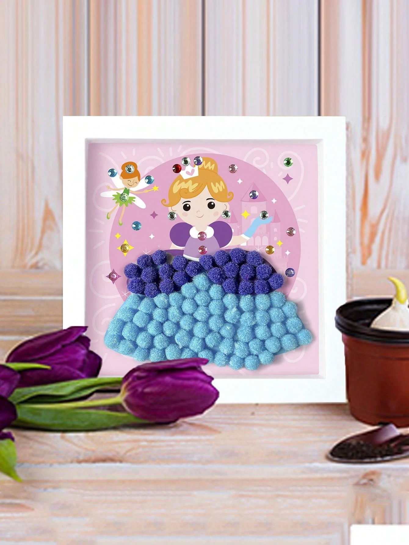 Diy Handmade Pom Pom Craft Kit With Colorful Diamonds And Sticky Boards ...